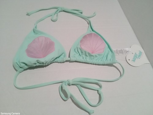 NWT Sugar Coast by Lolli Swim Mint Sea Shell Bikini Top M Triangle | eBay