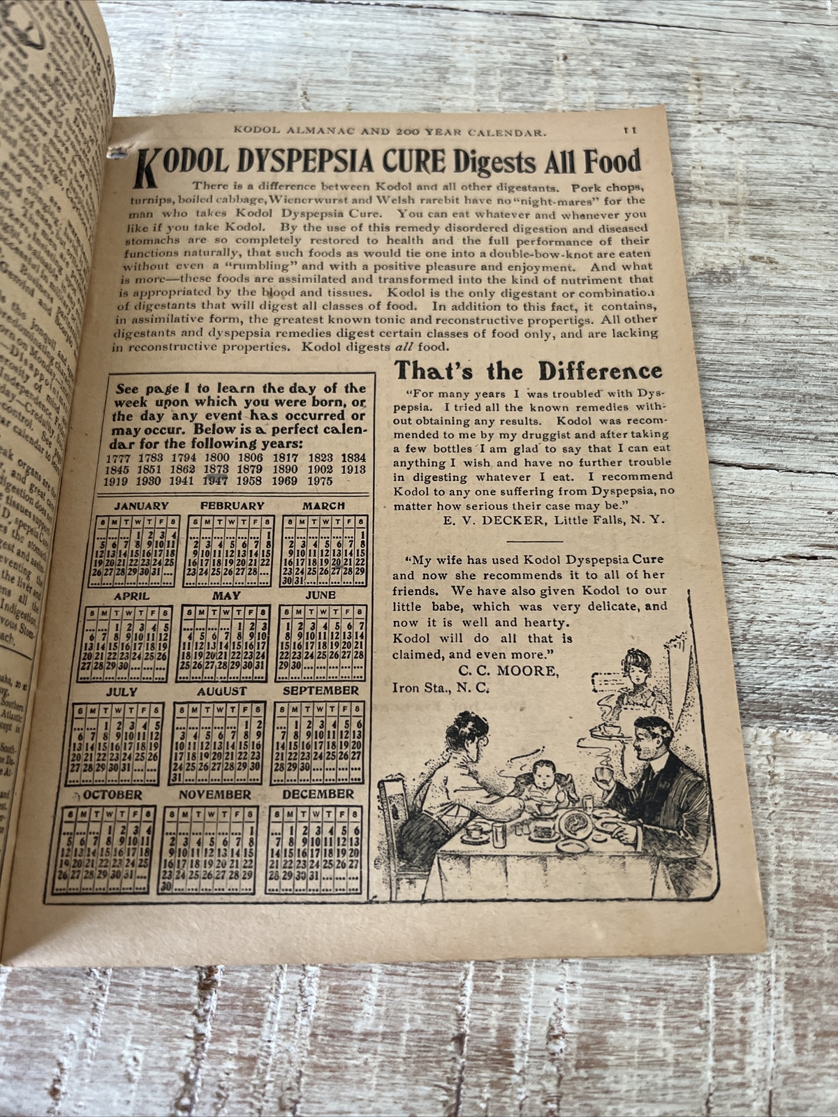 Kodol Almanac 200 year calendar 1903 EC DeWitt Chicago Carter Columbua ...