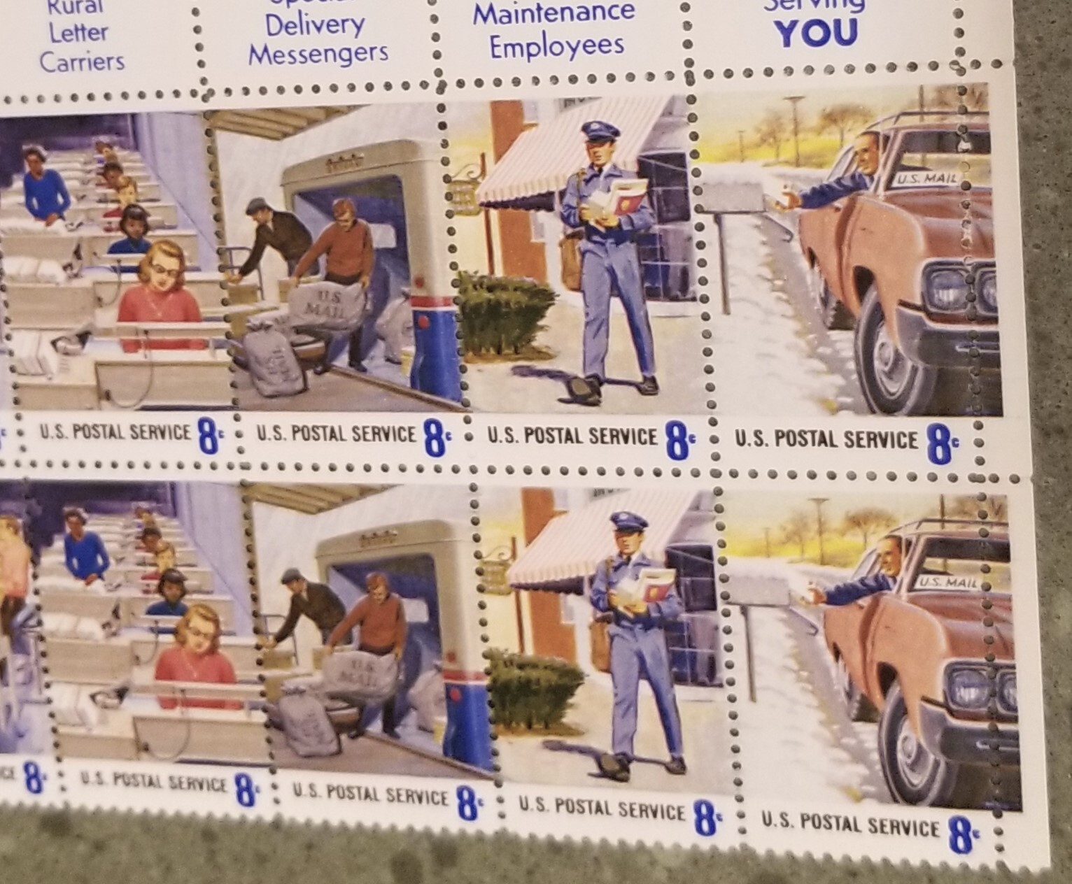 STAMP LOT~8c POSTAL SERVICE EMPLOYEES PB/20 #1489-98 & 45c ARROWS SPEC ...