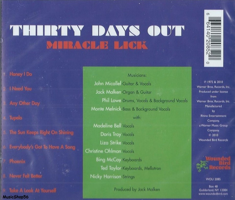 THIRTY DAYS OUT - Miracle Lick - Progressive Hard Rock Music CD | eBay