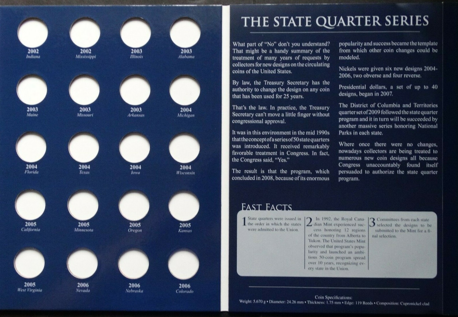 Warman's State Quarters Quarter Coin 1999-2009 Folder Album Book | eBay