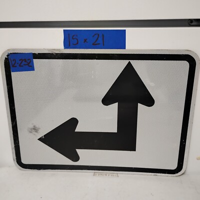 Authentic Traffic Road Street Highway Sign Arrow Straight Left 21" X 15 ...
