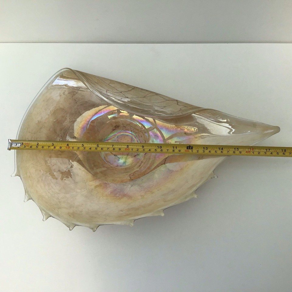 Krosno Jozefina Art Glass Conch Shell Large Centerpiece Bowl Brown ...