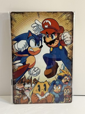 Mario Vs Sonic Poster Tin Sign PAC Man Mega Banjo Video Game Room Decor ...