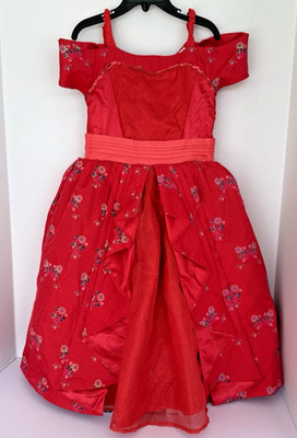 Disney Parks Elena Of Avalor Red Floral Princess Costume Dress Girls Sz ...