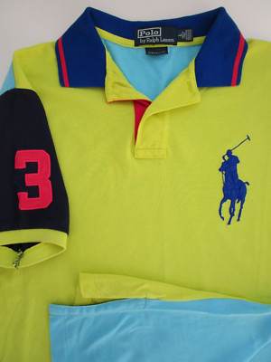 Mens Large Polo Ralph Lauren Custom Fit Colorblock SS shirt Vintage ...