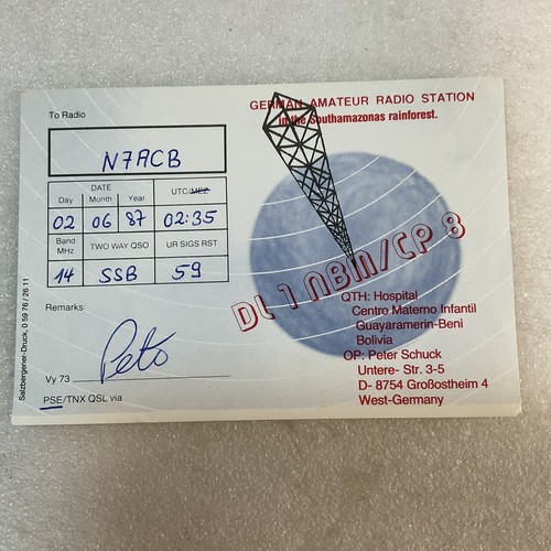 QSL Short Wave Ham Radio Card DL1NBM/CO8 Peter Schuck West Germany | eBay