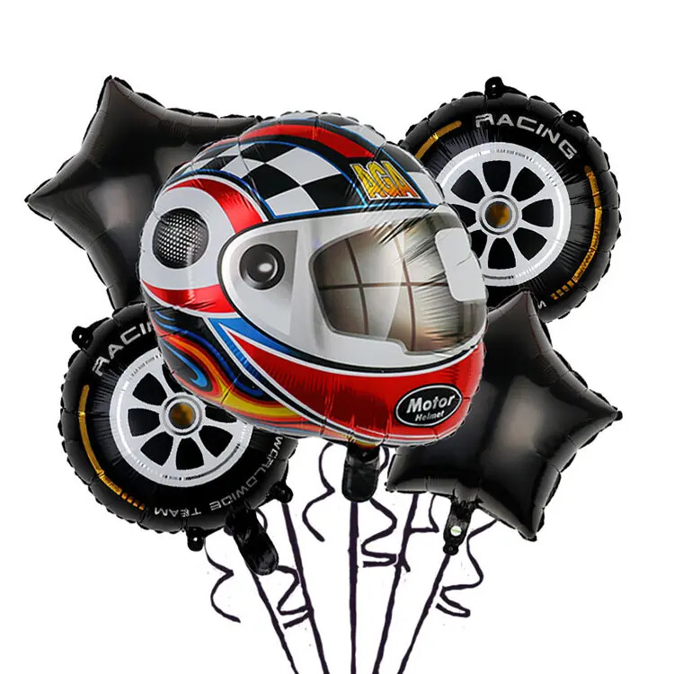 5/8pcs Motor Racing Foil Balloon Car Motorbike Helmet Air Fill Party ...