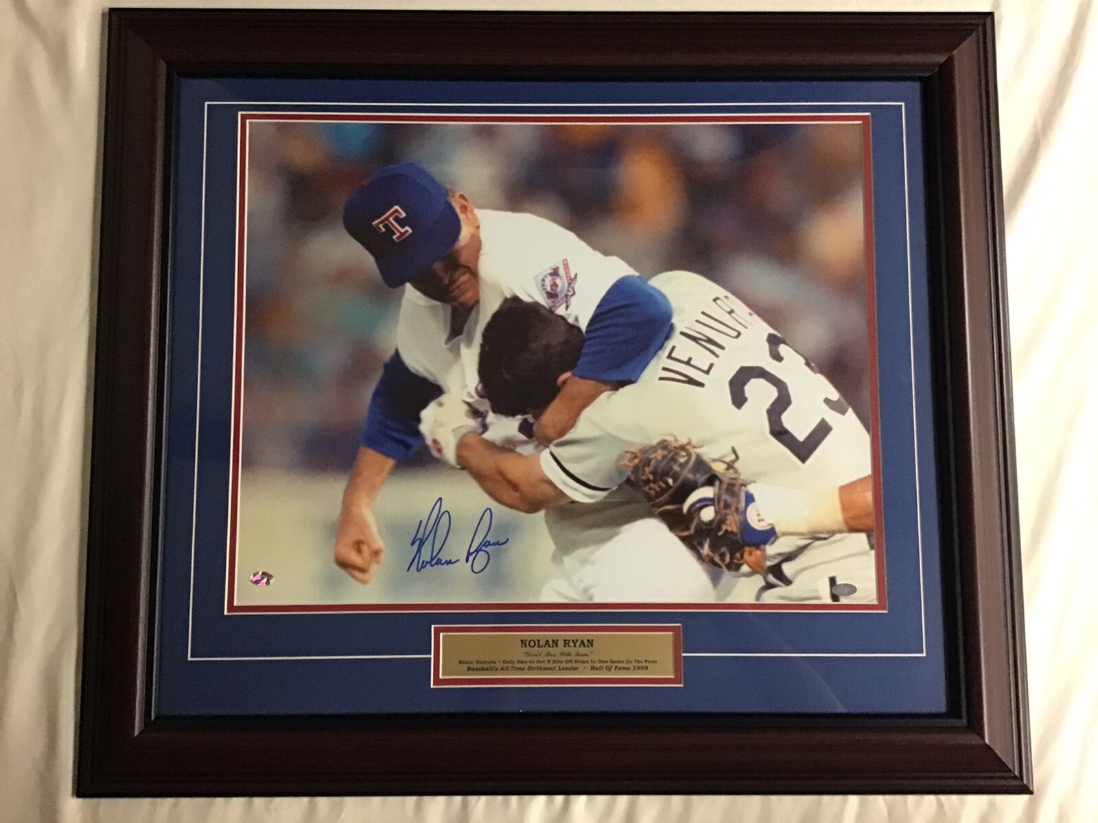 MLB Texas Rangers Nolan Ryan Vs Ventura Fight Autographed Framed 16x20 ...