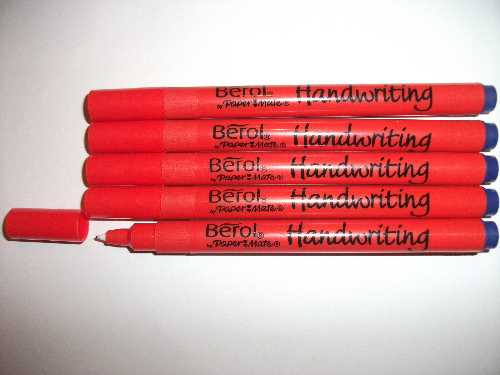 5 x BEROL HANDWRITING PENS - BLUE INK - WASHABLE - MEDIUM NIB | eBay
