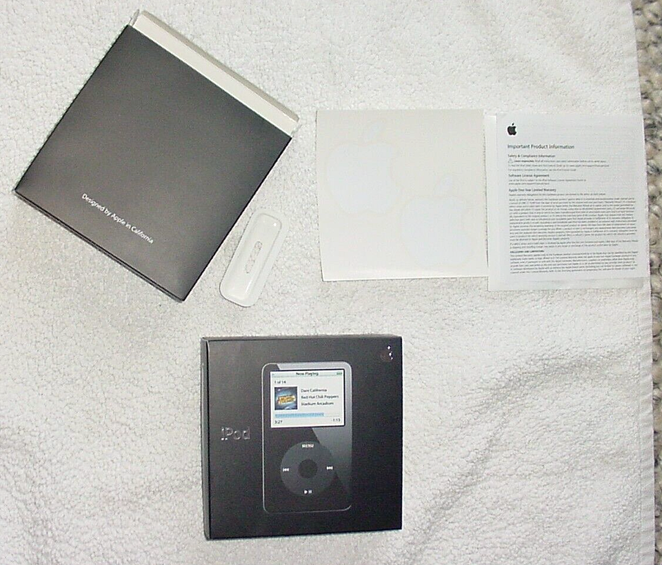 2006 ORIGINAL APPLE iPOD 80GB 16GB MODEL A1136 BOX ONLY TRAY MANUAL ...