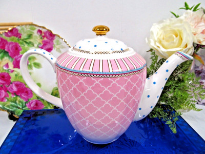 Grace ware teapot victorian pink with polka dots porcelain teapot | eBay
