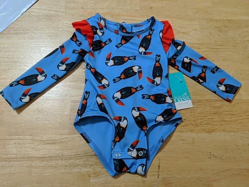 New Girls Size 4T Toucan Long Sleeve Swim Suit By Oasis | eBay