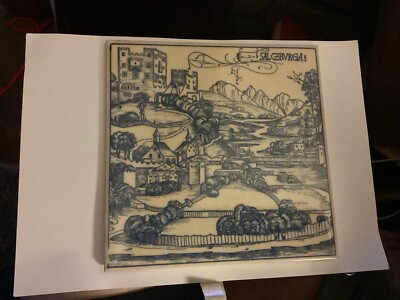 Vintage Vienna Austria Ceramic Tile Blue & White Image Of Hartmann ...