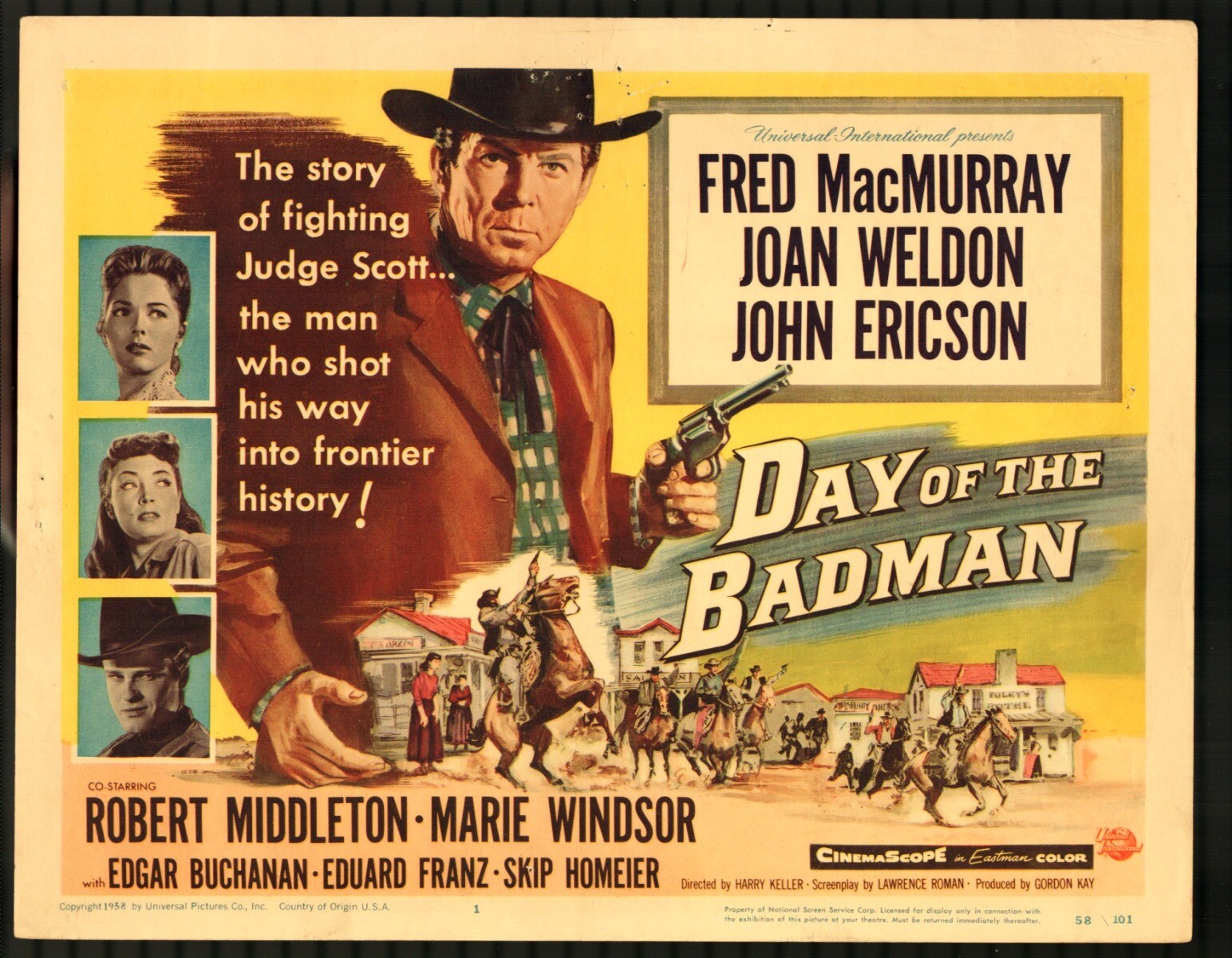 Day of the Badman 11"x14" Lobby Card Fred MacMurray Joan Weldon Western ...