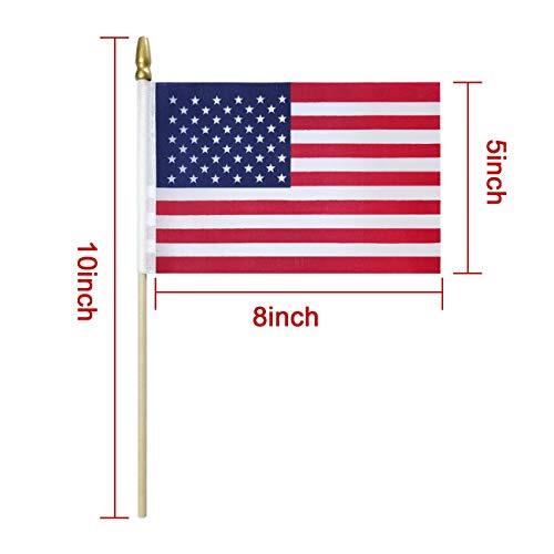12 Pack 5x8 Inch Small American Flags on Stick USA Flag 4th of July ...