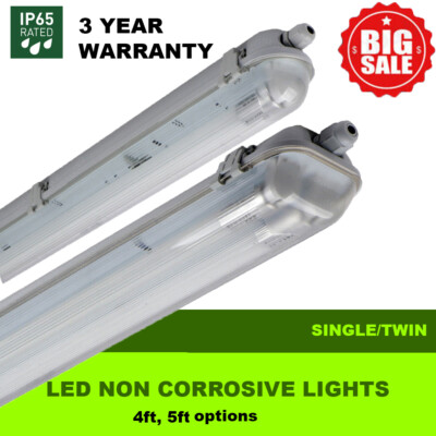 LED Weatherproof Strip Light 4FT - 5FT IP65 Single or Twin Garage ...