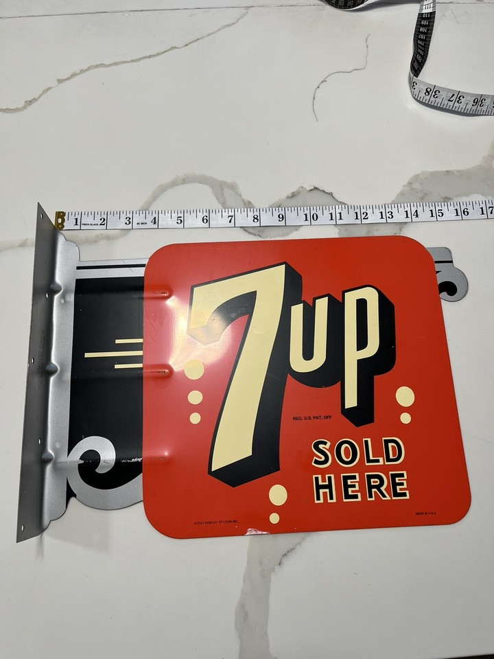 STOUT SIGN CO. LIMITED EDITION DOUBLE SIDED 7UP FLANGE SIGN 925 Prod ...