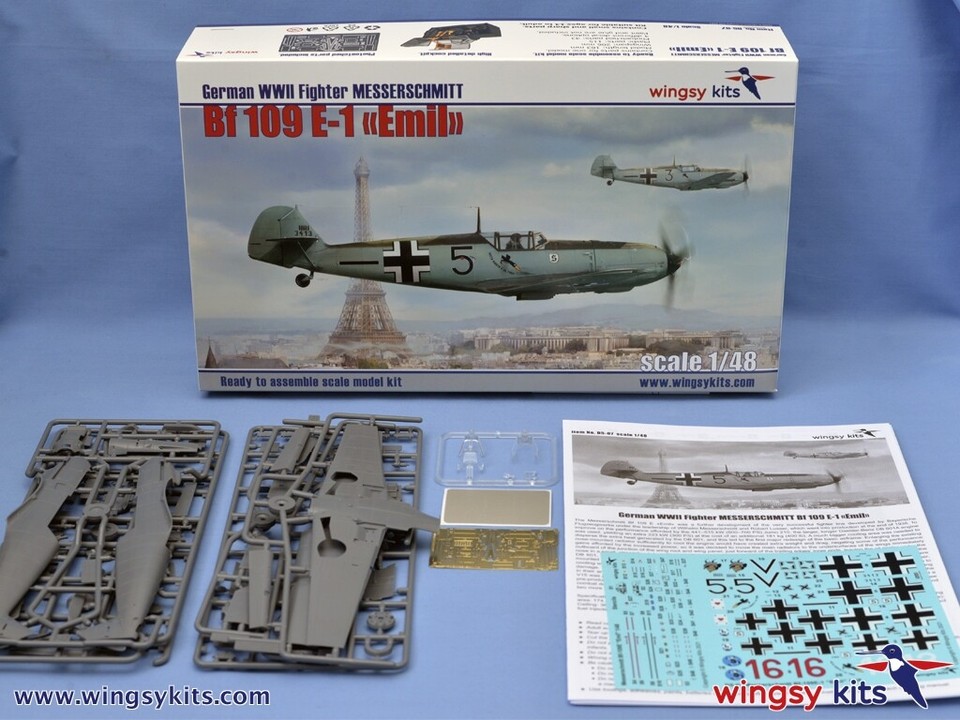 Bf 109 E-1 Messerschmitt "Emil" (Plastic model kit) 1/48 Wingsy Kits D5 ...