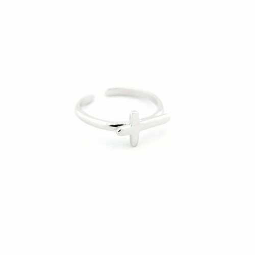Sterling Silver 925 Cross Knuckle Ring Sideways Cross Adjustable Midi ...