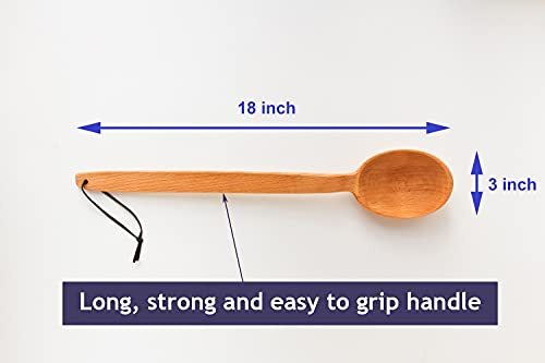 Heavy Duty Large Wooden Spoon 18-inch, Long Handle Cooking Spoon With a ...