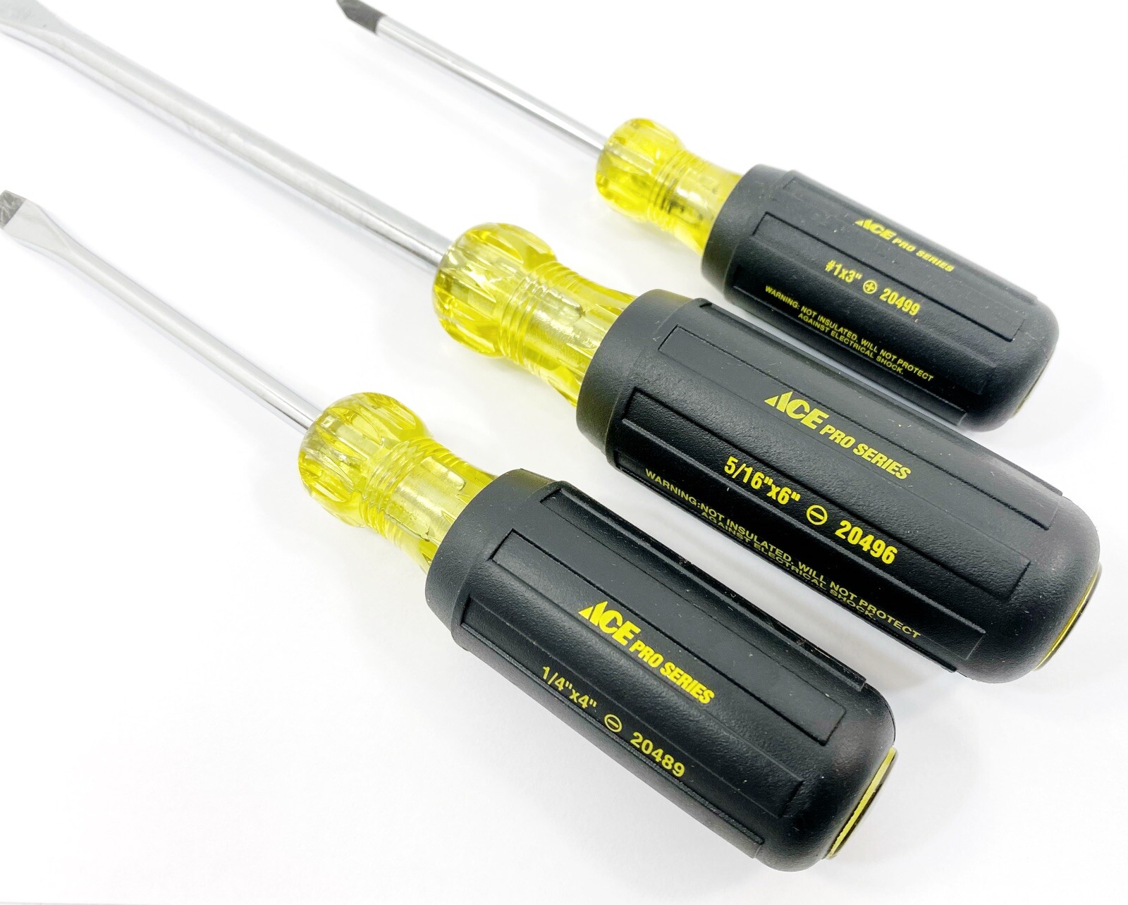 ACE Pro Series #1 x 3” 1/4” x 4” 5/16 x 6” 3pc Screwdriver Set 20499 ...
