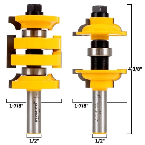 Roundover Bead Entry Door Rail and Stile Router Bit Set 1/2" Shank ...