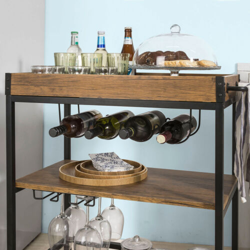 SoBuy Industrial Vintage Wood Metal 3 Tiers Kitchen Serving Trolley ... SoBuy Industrial Vintage Wood Metal 3 Tiers Kitchen Serving Trolley ...