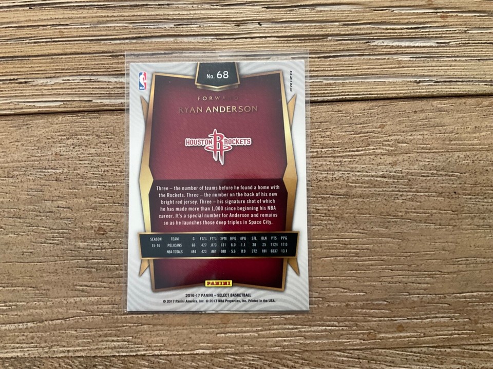 2016-17 Panini Select Basketball Ryan Anderson Tri Color Prizm #68 ...