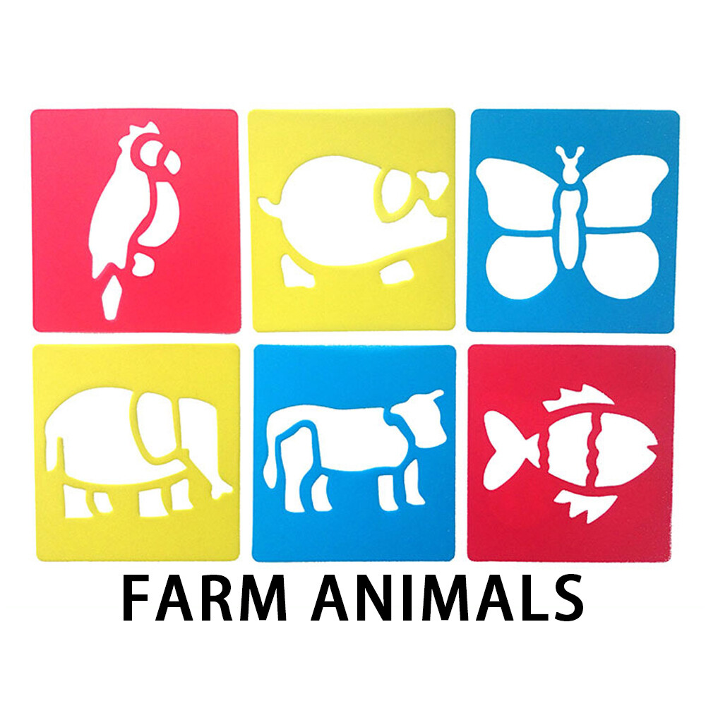 6pcs Paint Template Kids Art Stencils for DIY Draw Board Kindergarten ...