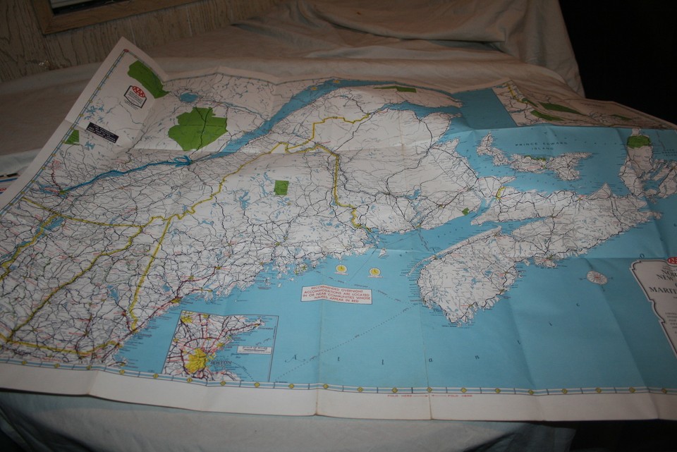 Vintage AAA Map Northern New England Quebec and the Maritme Provinces ...
