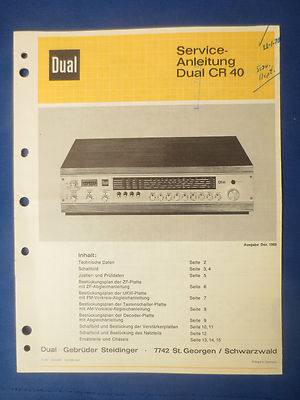 Dual CR40 Service Anleitung Service Manual Factory German Version Real ...