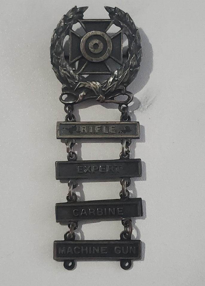 Marksman Cross Badge RIFLE MACHINE GUN SMALL BORE RIFLE CARBINE WW2 US ...