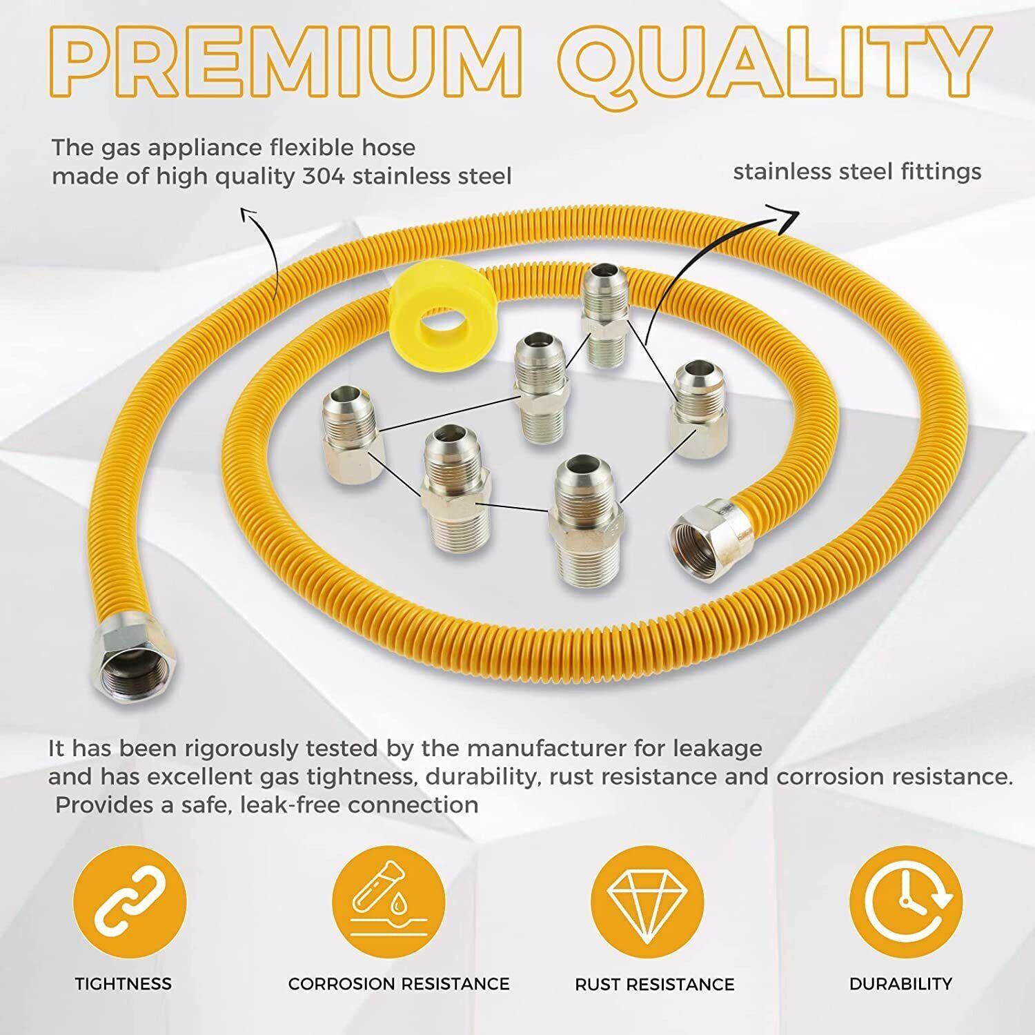 72 Inch Flexible Gas Line 1/2" FIPx1/2"MIP Fittings Natural Gas ...