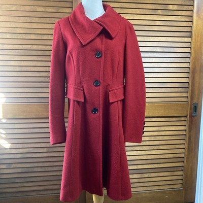 Express Coat Women L Red Wool Blend Lined | eBay