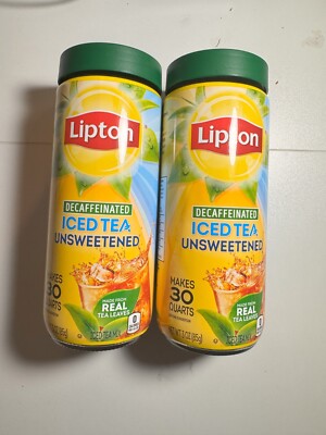 Lipton Iced Tea Mix Decaffeinated Unsweetened 30 Qts 2 Jars | eBay