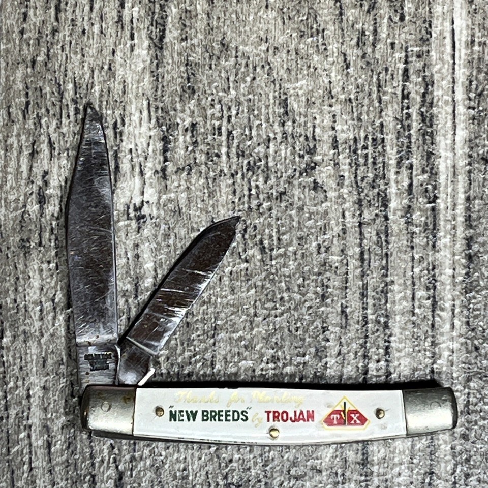 VINTAGE TX TROJAN HYBRID SEED IMPERIAL ADVERTISING 2 BLADE FOLDING ...