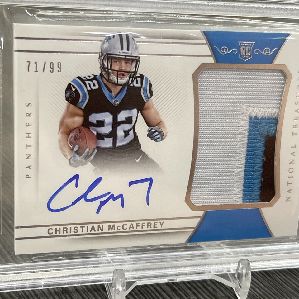 CHRISTIAN MCCAFFREY-2017 NATIONAL TREASURES TRUE RPA #71/99 - BGS 9/10 ...