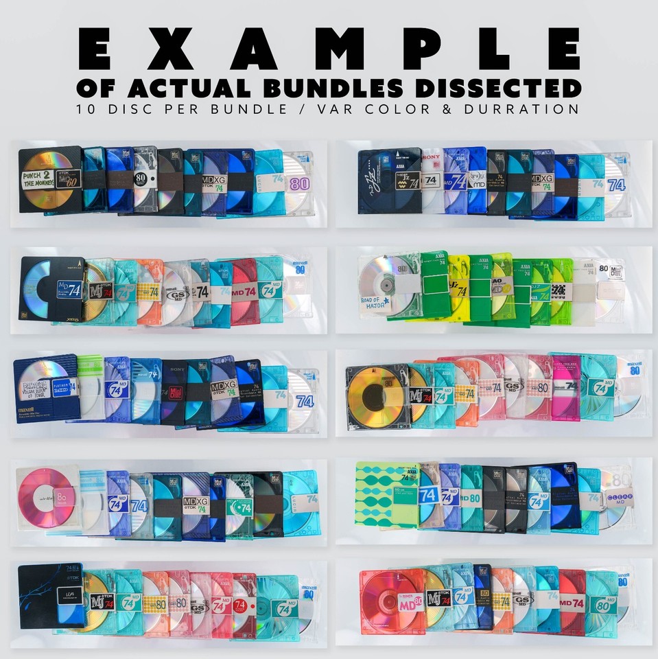 10 ☉ TEN disc VARIETY PACK of MDs minidisc ⏏︎ 60/74/80 MIN [bulk $AVE ...