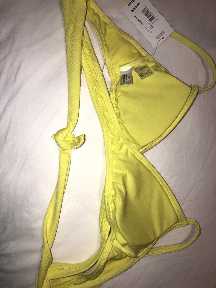 NWT Sugar Beach Cross Front Bikini Top Only Size Medium Lemon Yellow | eBay