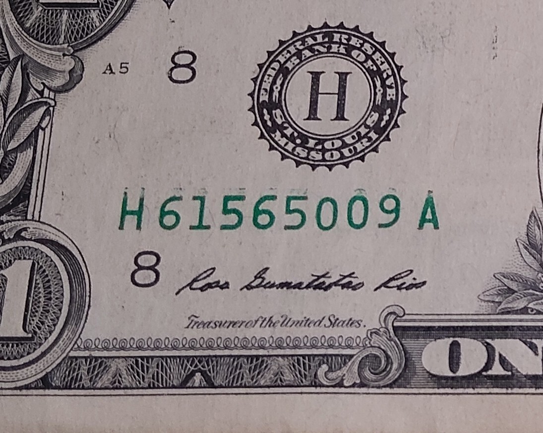 Dual error $1 one dollar bill overink misprint smeared serial number ...