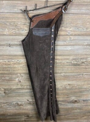 Western Cowboy Suede Leather Chap Riding Chap Men Leather Chap Mountain ...