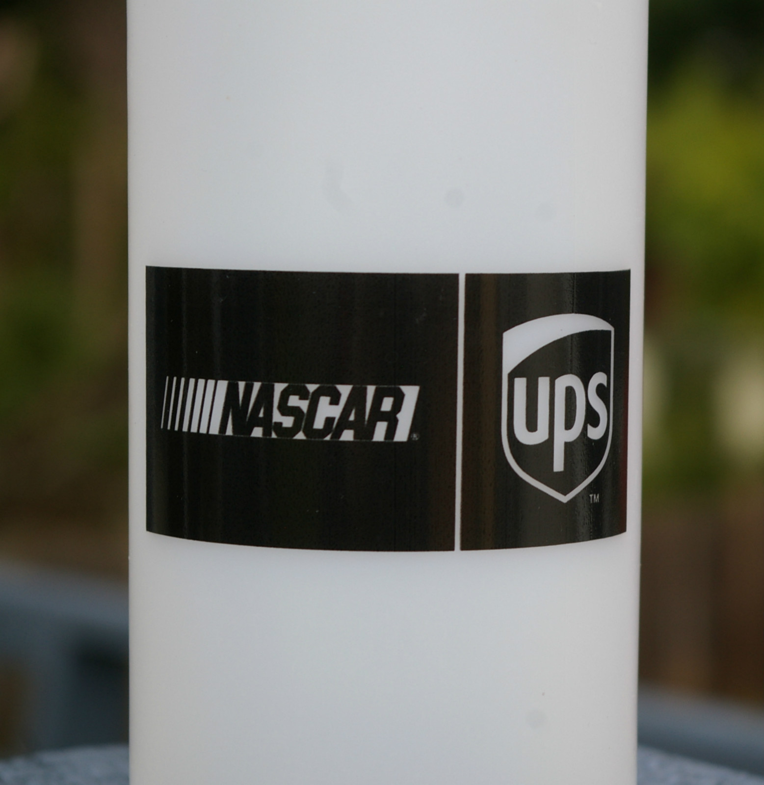 Nascar UPS Water Bottle Plastic Frosted White Black Logo United Parcel ...