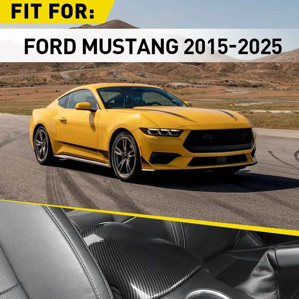 Carbon Fiber Armrest Box Storage Cover Trim Center Console Lid For Ford ...