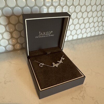 Jared Butterfly Script Initial Necklace 1/5 ct tw Diamonds 18" C | eBay