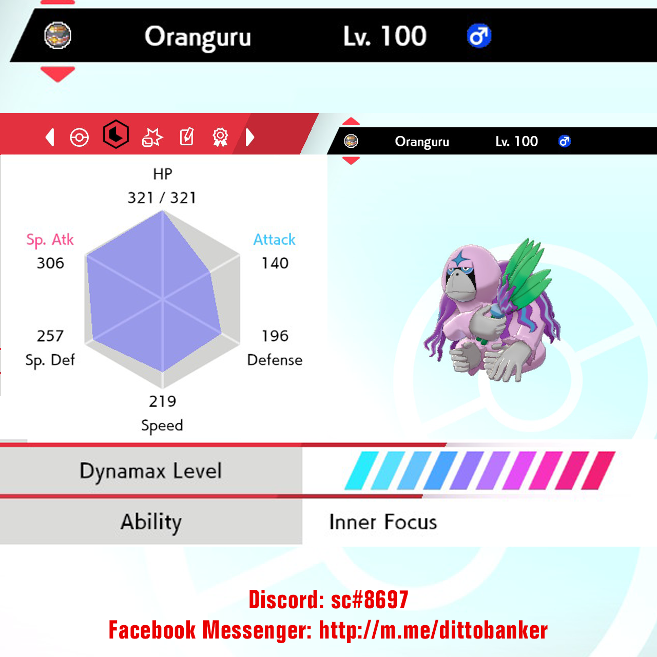 Pokemon Sword/Shield 6IV ULTRA SHINY Oranguru / Modest Nature / Colbur ...