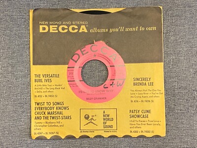 Billy Grammar Save Your Tears / I'd Like To Know Why 7" 45 Decca DJ ...