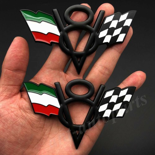 2x 3D Metal Italy Italian Flag V8 Vintage Car Trunk Emblem Badge Decal ...