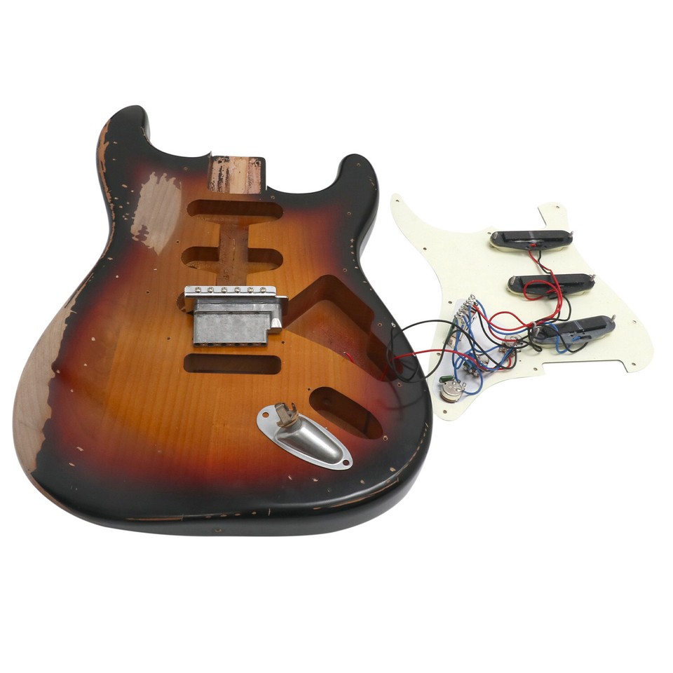 Relic DIY Guitar Kit ST Style Alder Body Rosewood Fingerboard 3 Tone ...