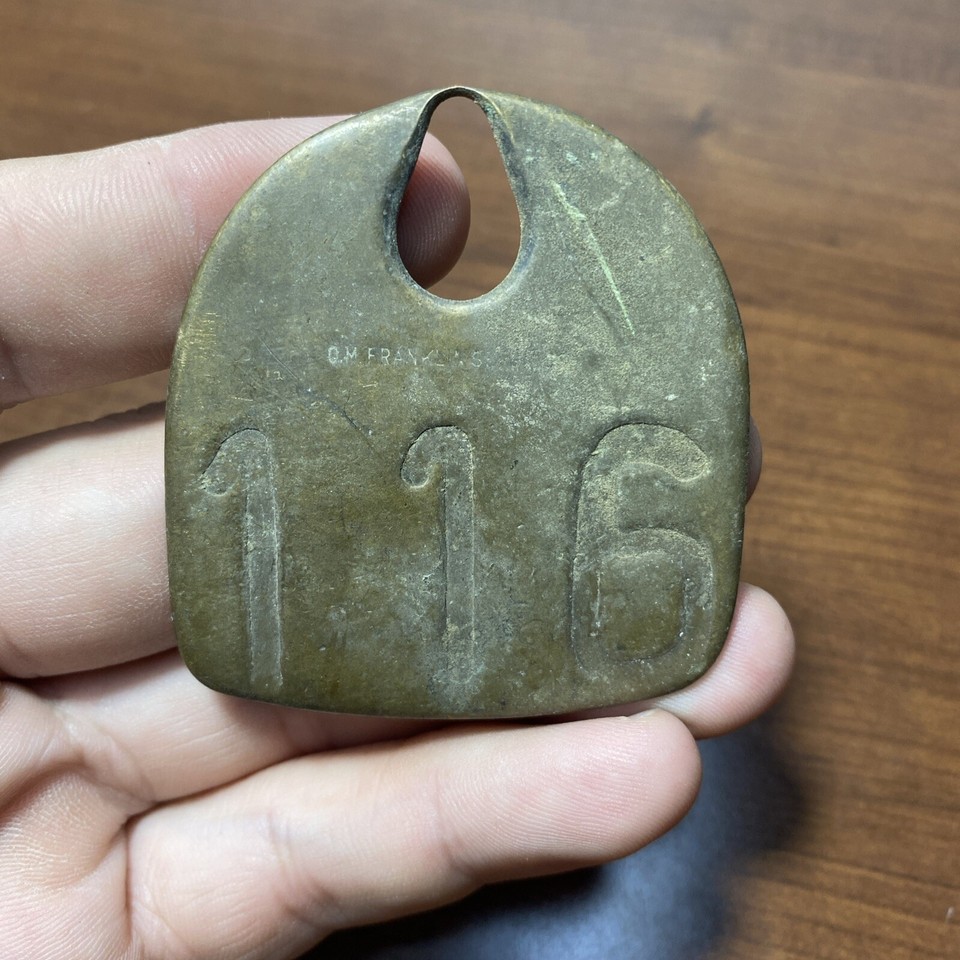 Vintage SOLID BRASS Cow DAIRY TAG Cattle Number DOUBLE SIDED 116 | eBay